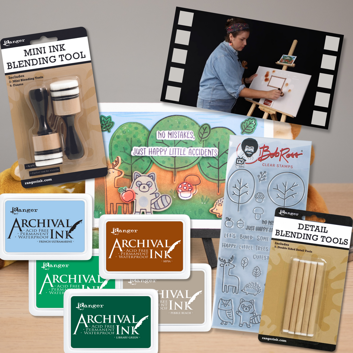 Bob Ross - Happy Little Critters Workshop Bundle – RubberStamps.com