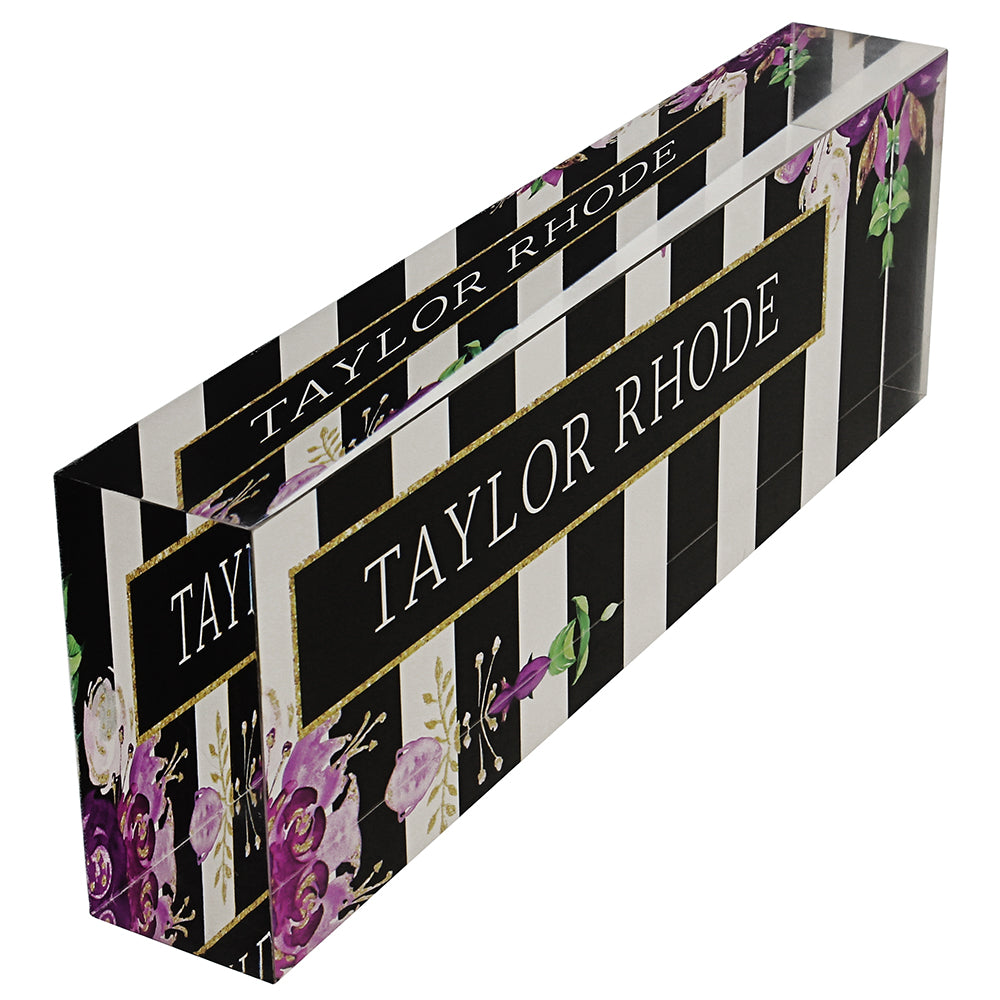 Floral Purple Acrylic Block Name Plate – RubberStamps.com