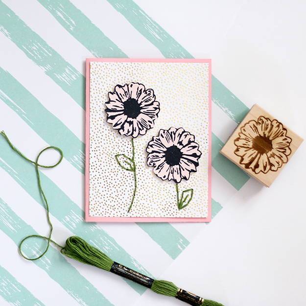 DIY Stamped and Stitched Flower Card – RubberStamps.com