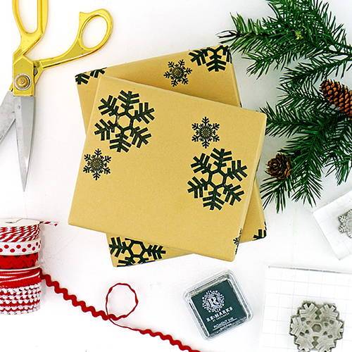 DIY Snowflake Stamped Gift Wrap – RubberStamps.com