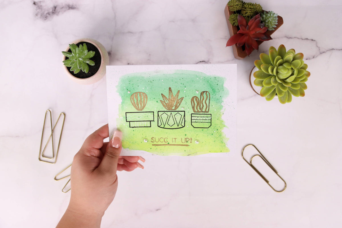 DIY Heat Embossed Succulent Greeting Card – RubberStamps.com