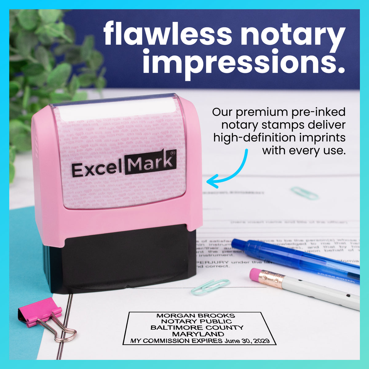 Pink Maryland Notary Stamp – RubberStamps.com