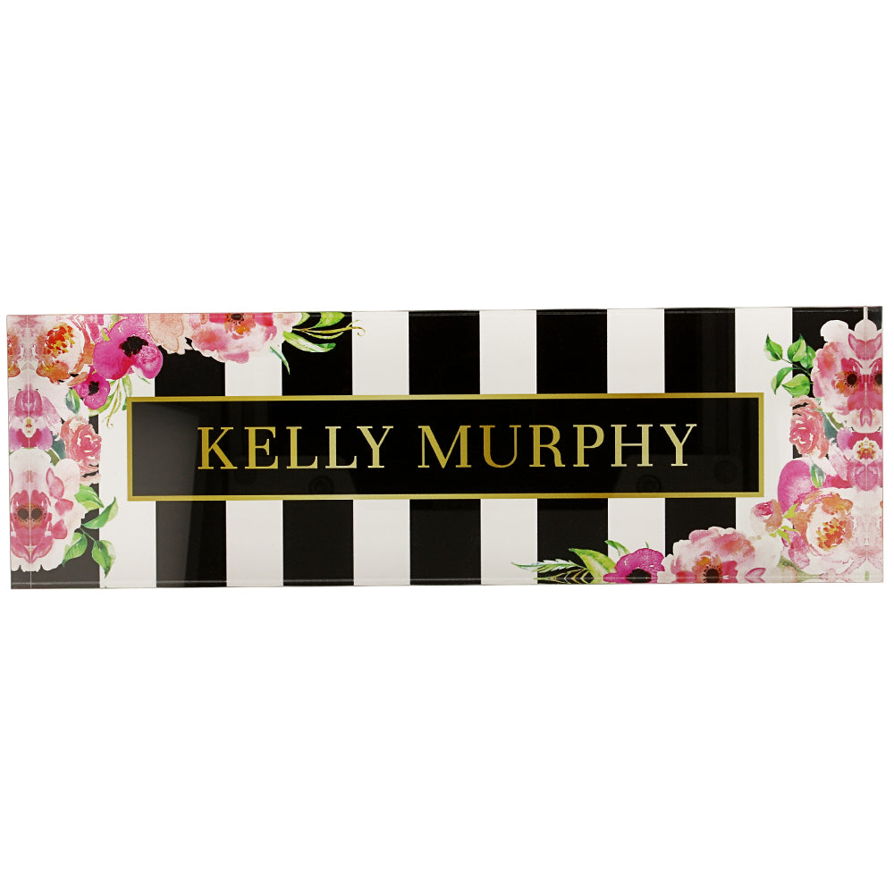 Floral Pink Acrylic Block Nameplate – RubberStamps.com