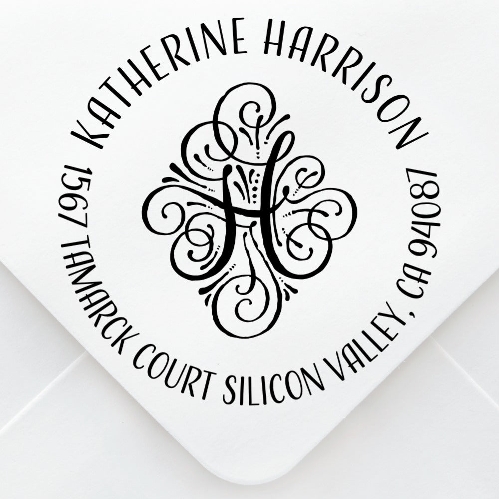 Round Adorn Monogram Address Stamp – RubberStamps.com