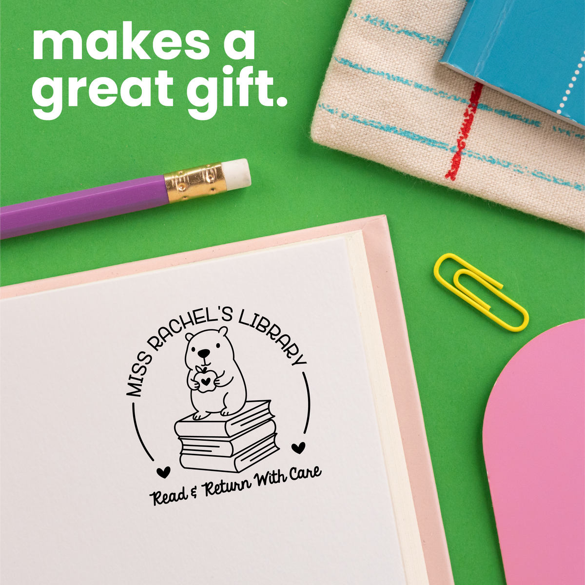 Book Buddies Capybara Stack Library Stamp – RubberStamps.com