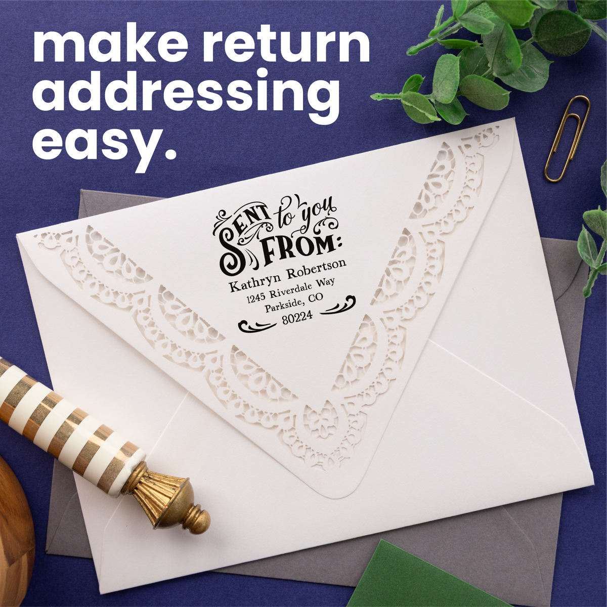 Vintage Scroll Square Address Stamp – RubberStamps.com