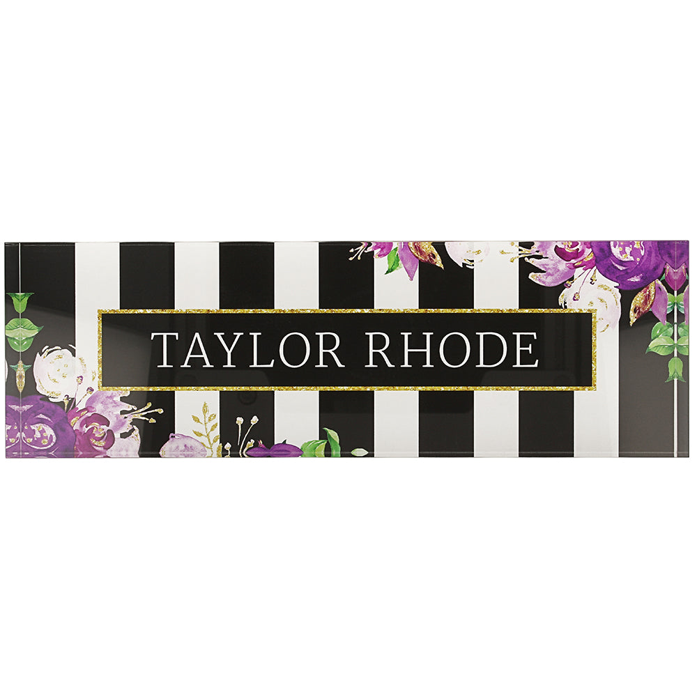 Floral Purple Acrylic Block Name Plate – RubberStamps.com