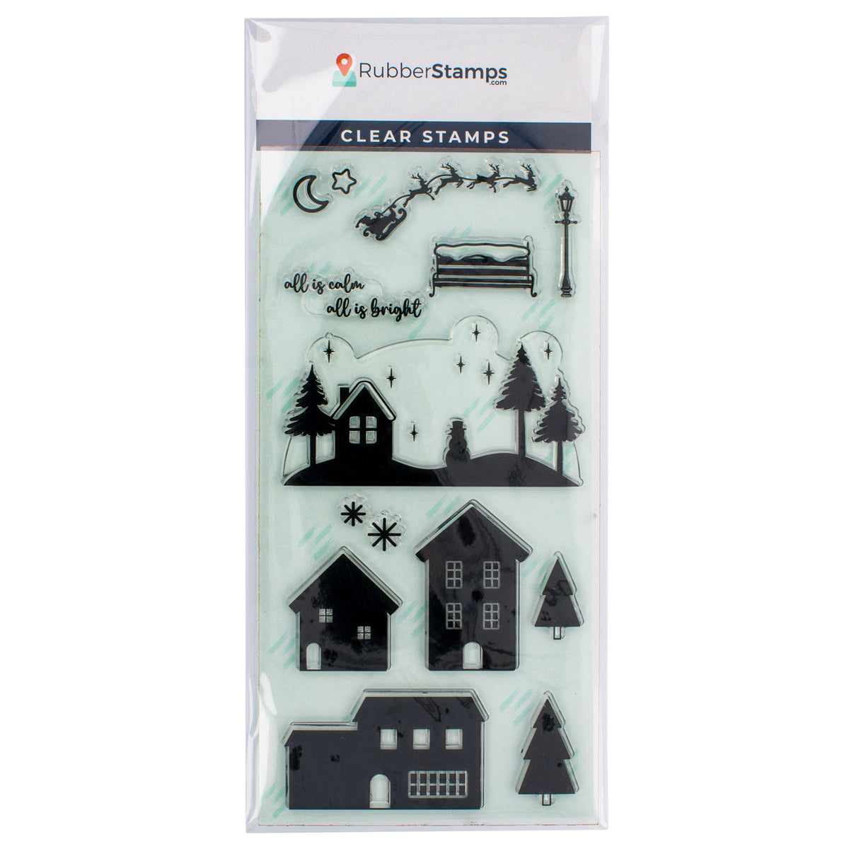 All Is Calm, All Is Bright Clear Stamp Set - RubberStamps.com