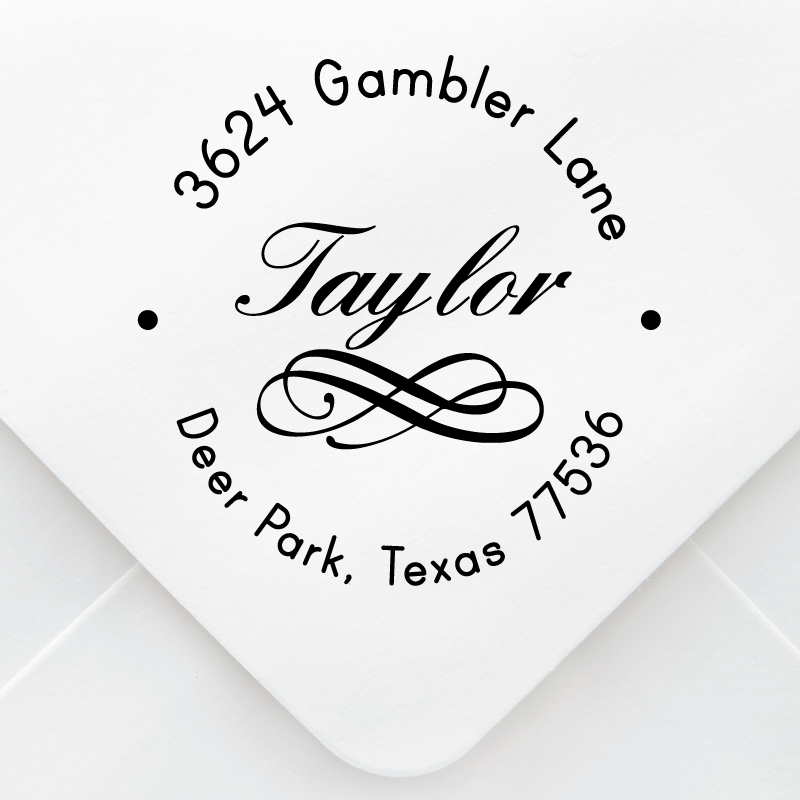Flourish Name Address Stamp – RubberStamps.com