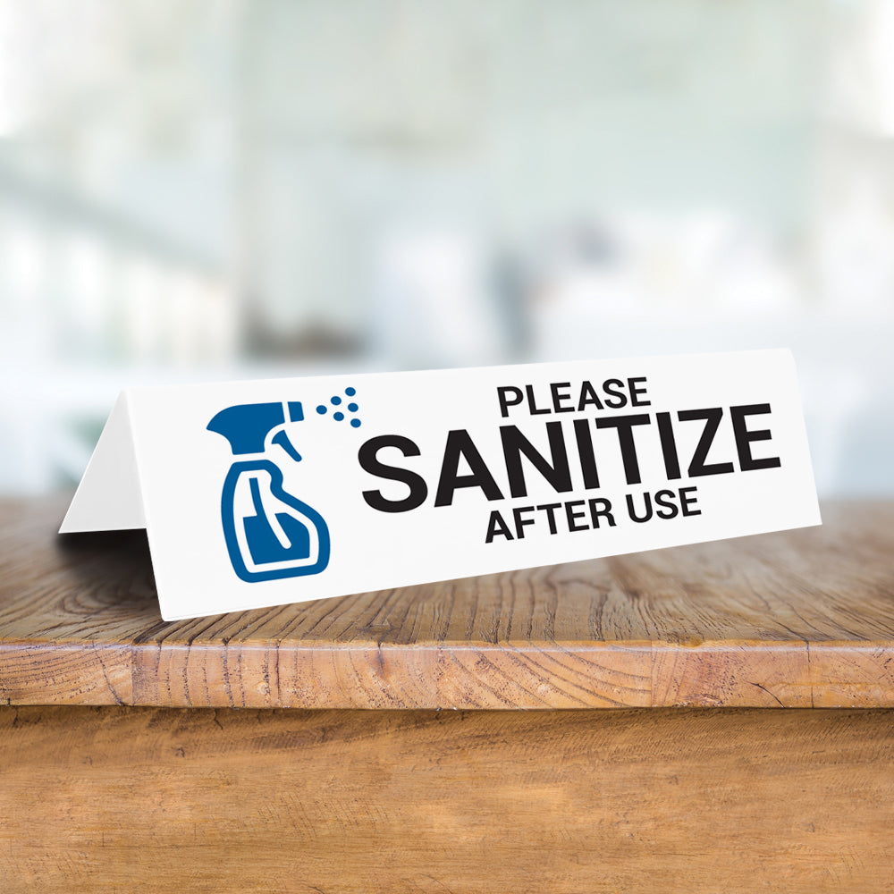 Please Sanitize After Use Tabletop Sign – RubberStamps.com