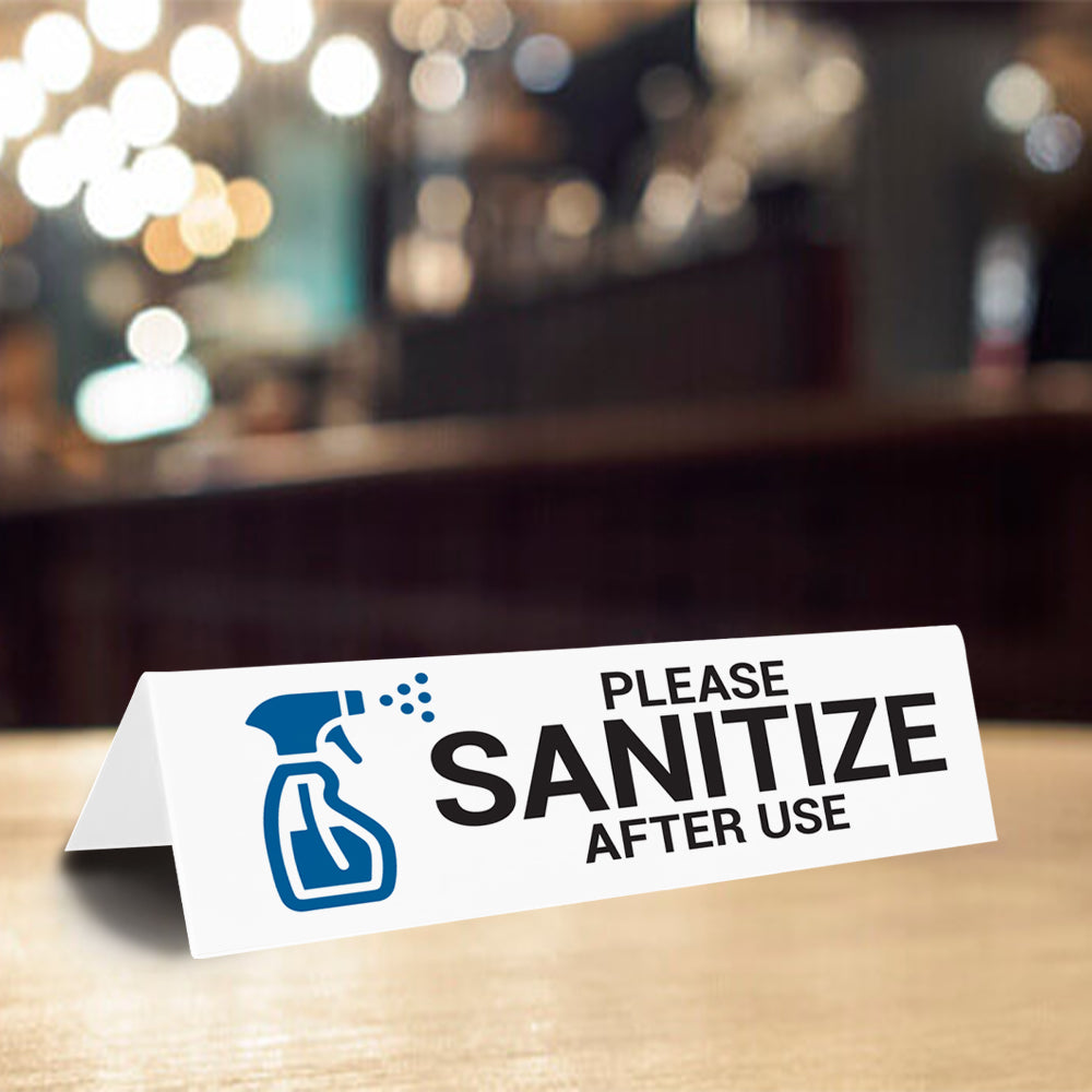Please Sanitize After Use Tabletop Sign – RubberStamps.com