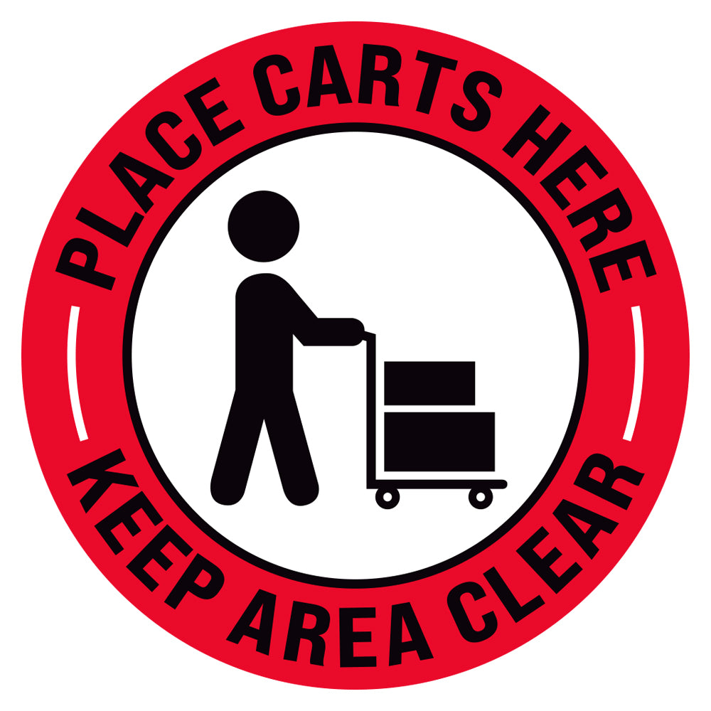 Place Carts Here Keep Area Clear Floor Decal – RubberStamps.com